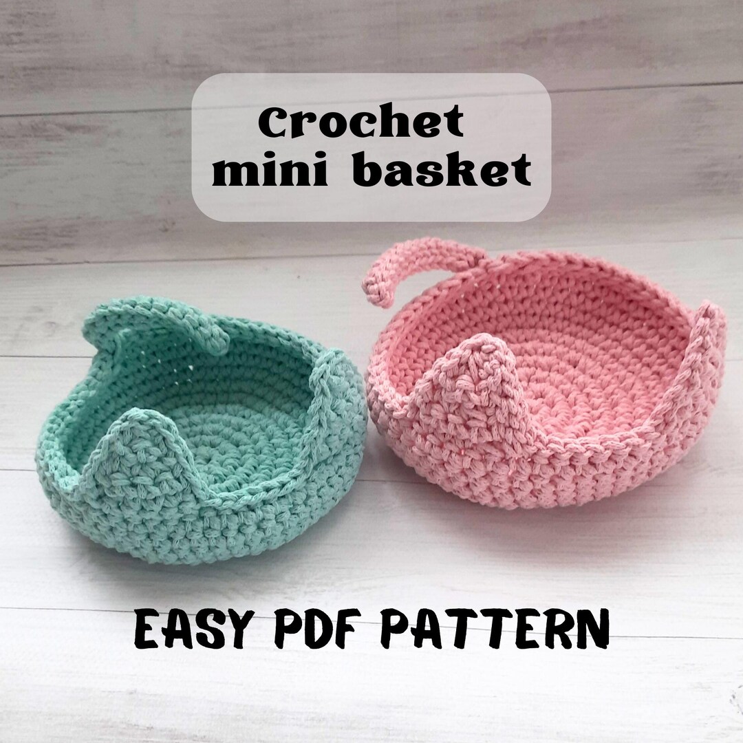 Crochet Basket Pattern, Crochet Cat Basket, Mini Storage Basket With ...