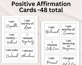 40 Positive Affirmation Cards, Digital Download, Affirmation Card Deck ...