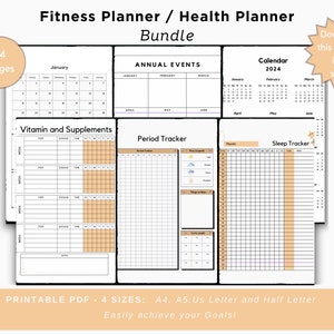 Fitness Planner Bundle, Health Planner, Printable, Digital Download ...
