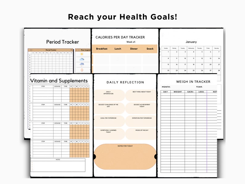 Fitness Planner Bundle, Health Planner, Printable, Digital Download ...