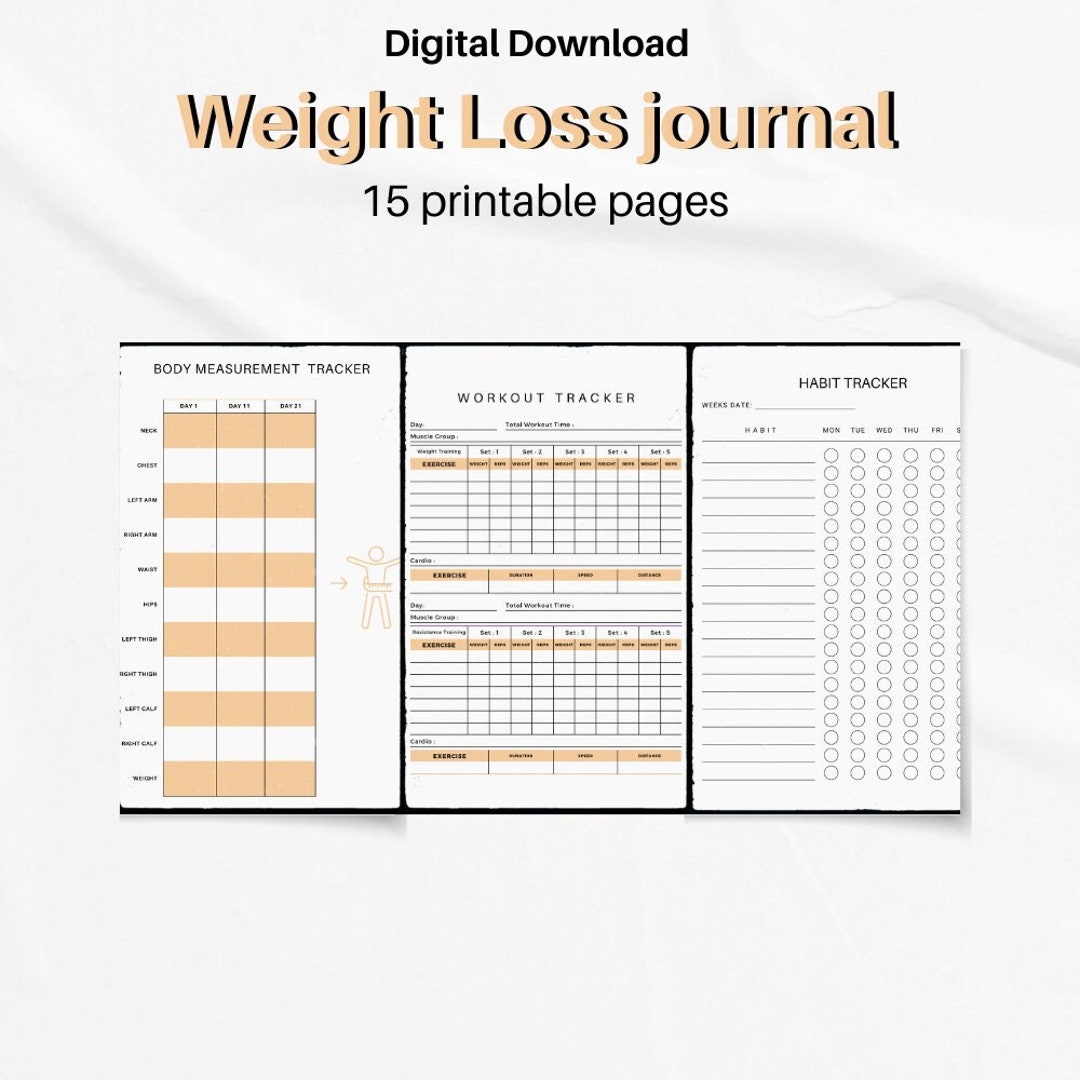 Weight Loss Journal, Printable, Habit Tracker, Weight Loss Planner ...