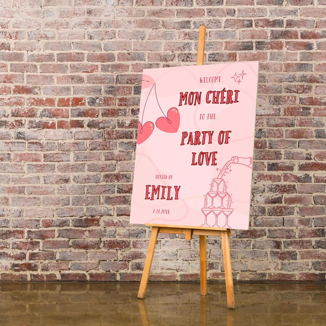 Editable Welcome Mon Chéri to the Party of Love Printable Poster ...
