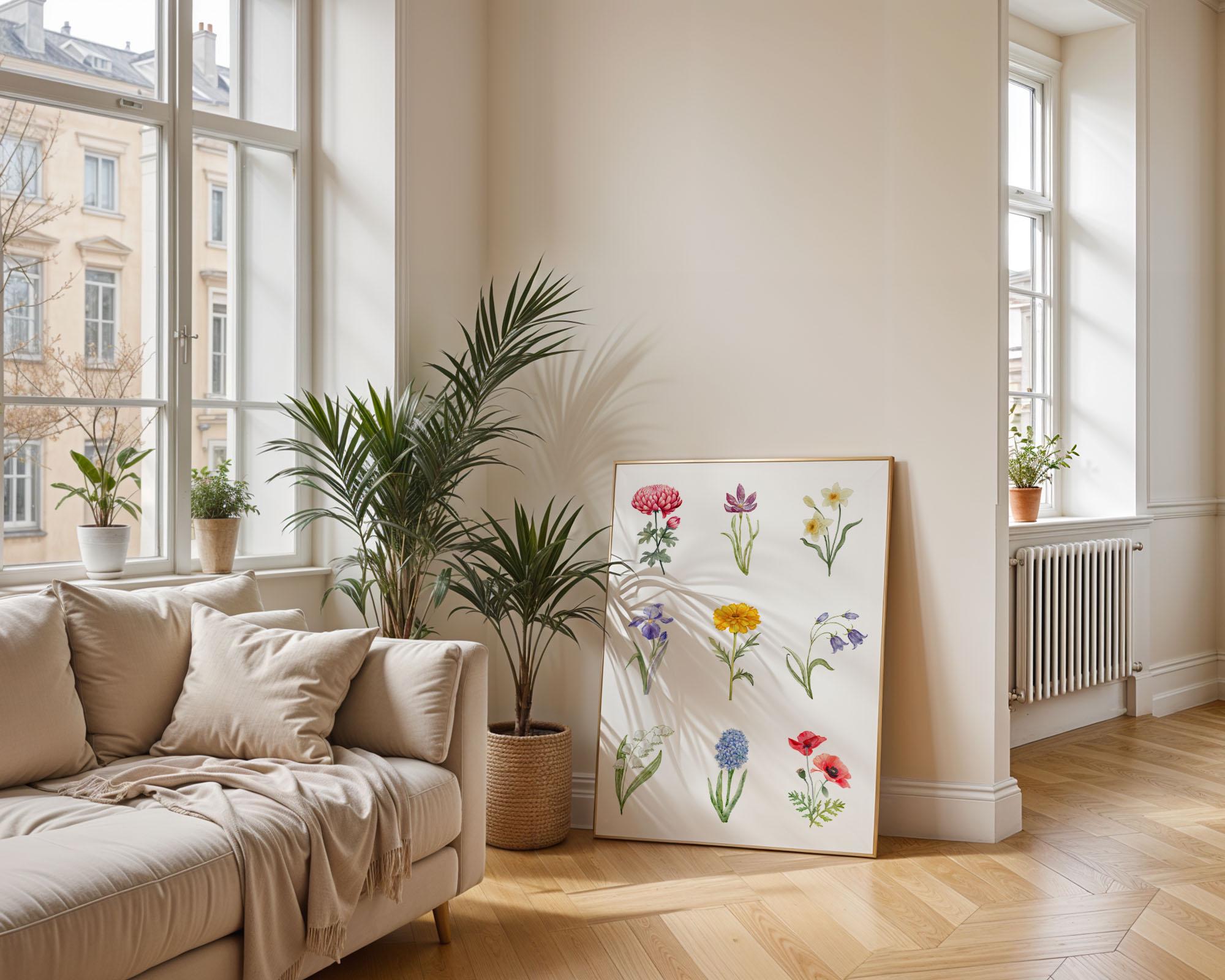 Watercolor Spring Flowers Printable; Springtime Wall Art; Instant ...