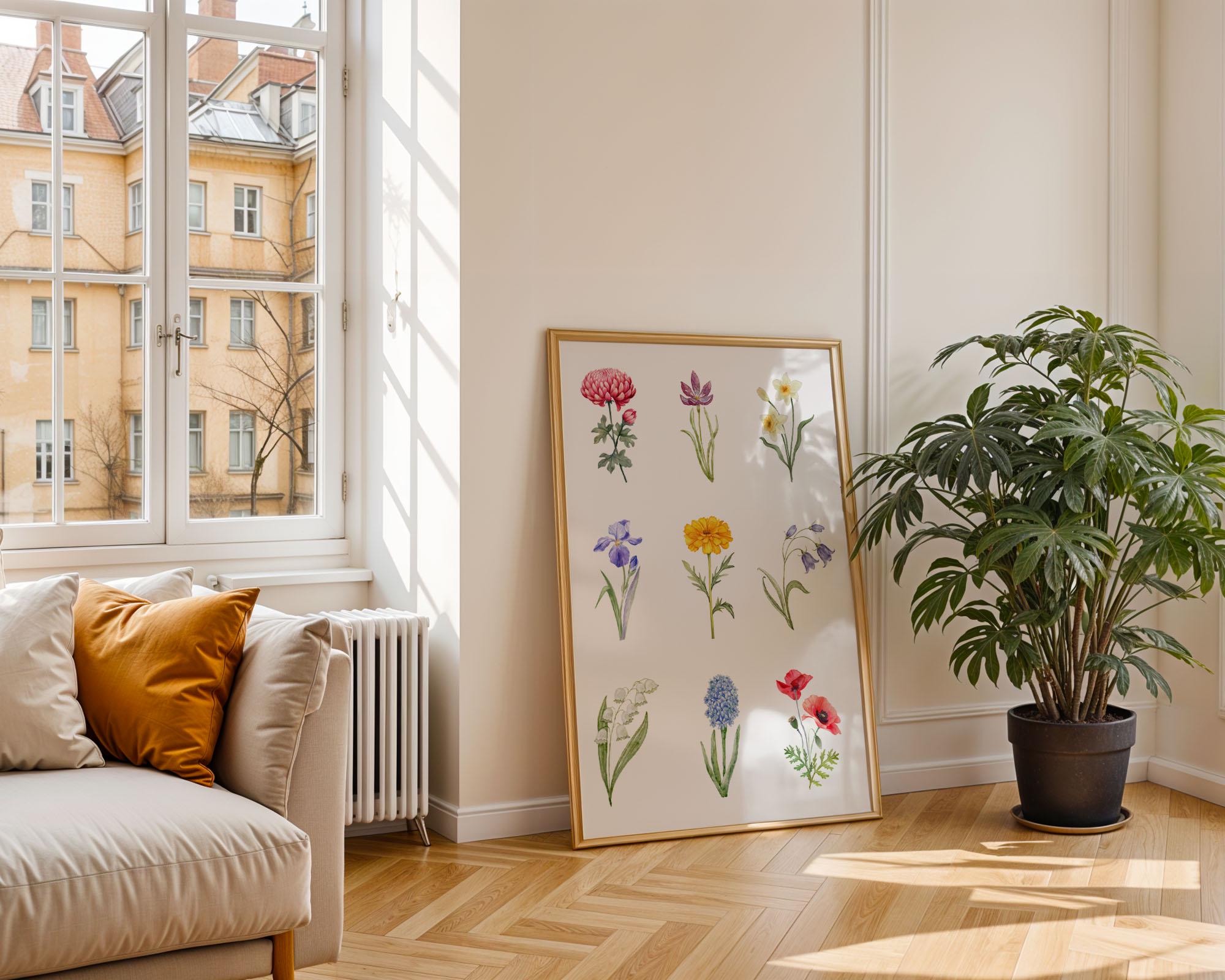 Watercolor Spring Flowers Printable; Springtime Wall Art; Instant ...