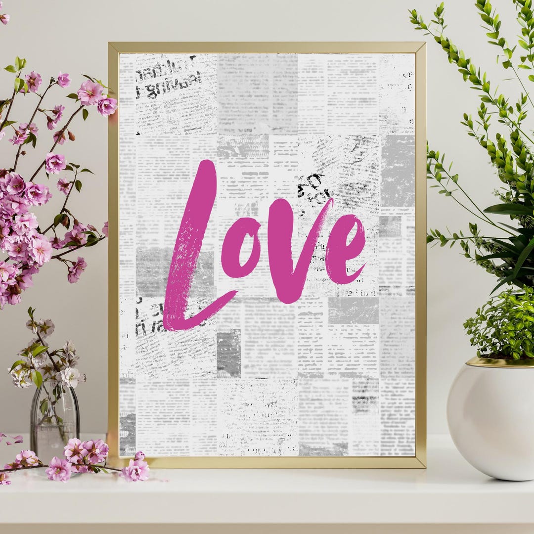 Love With Newspaper Background Printable; Girls College Dorm Room ...