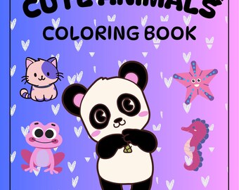 Cute Animals Coloring Book 24 Pages - Etsy