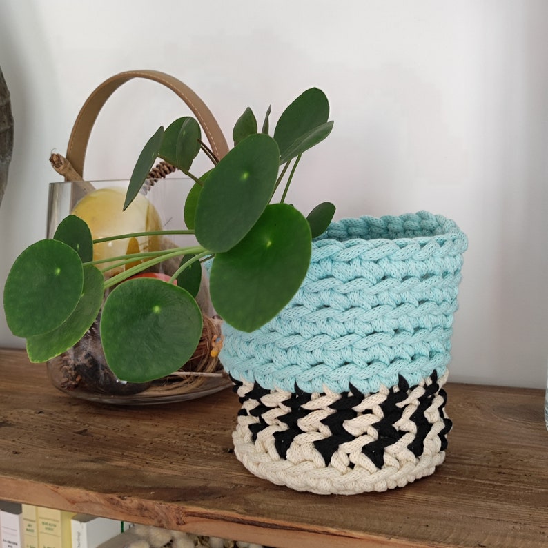 Panier/cache pot au crochet - Etsy France