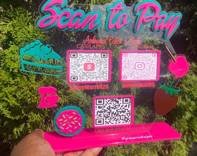 Acrylic QR Code Sign for Seamless Payments and Social Media Access - Etsy