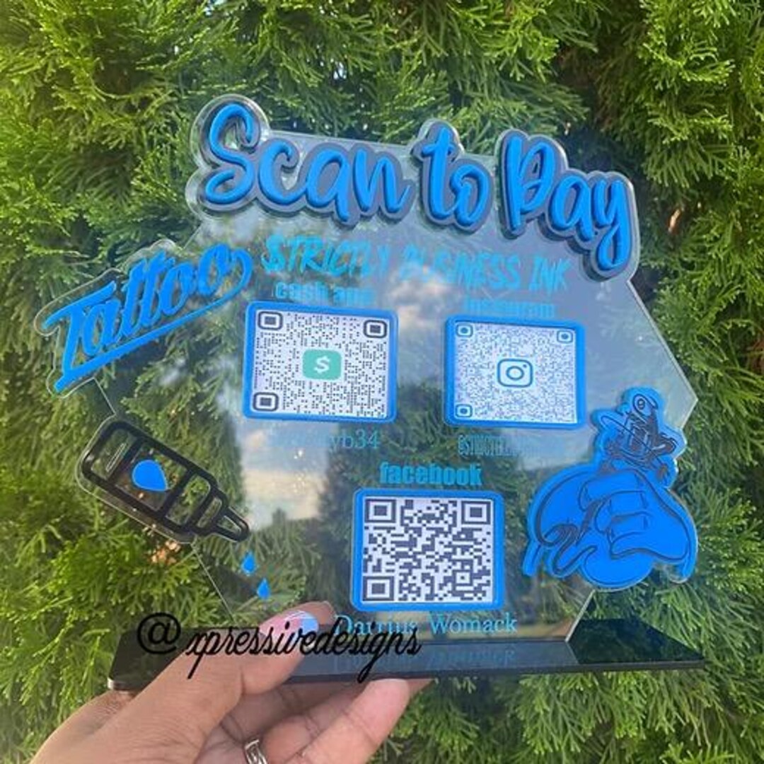 Tattoo Artist Sign/ Tattoo Scan to Pay Acrylic Sign / Tattoo Ink Sign ...