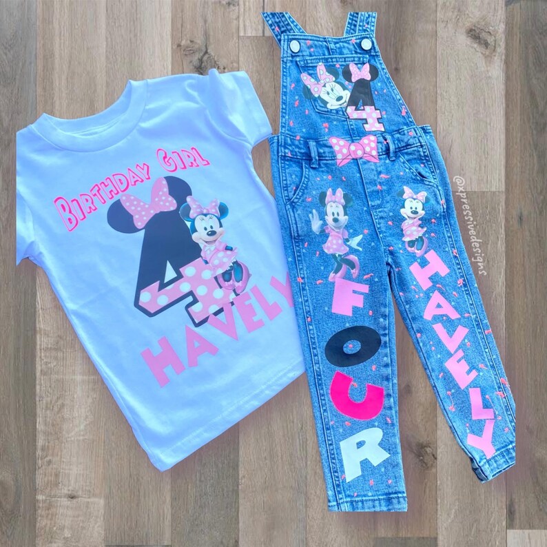 Minnie Mouse Birthday Overalls Minnie Mouse Party Minnie - Etsy