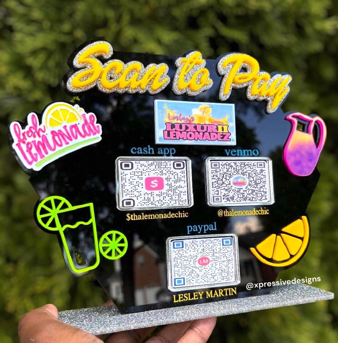 Lemonade Sign/ Lemonade Business Sign Scan to Pay Acrylic Sign - Etsy