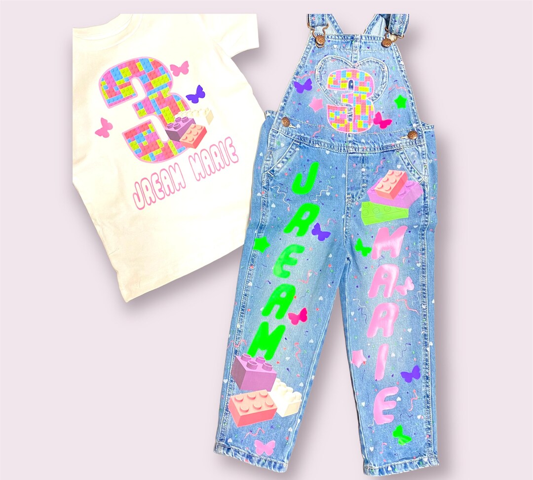 Block Overalls | Building Block Overalls | Girl Birthday Overalls - Etsy