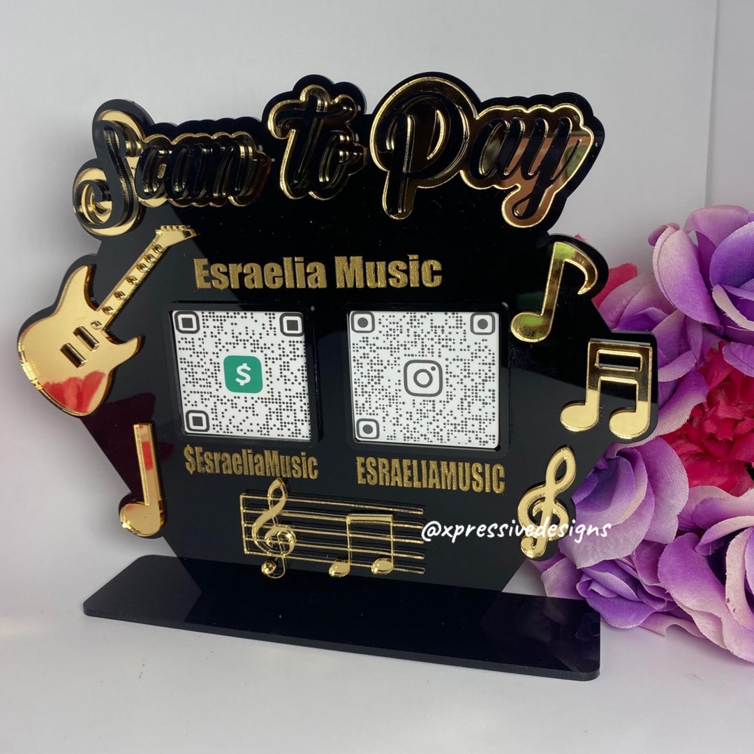 Guitarist Scan to Pay Sign | Music Sign | Tip Sign | Acrylic Music Sign ...
