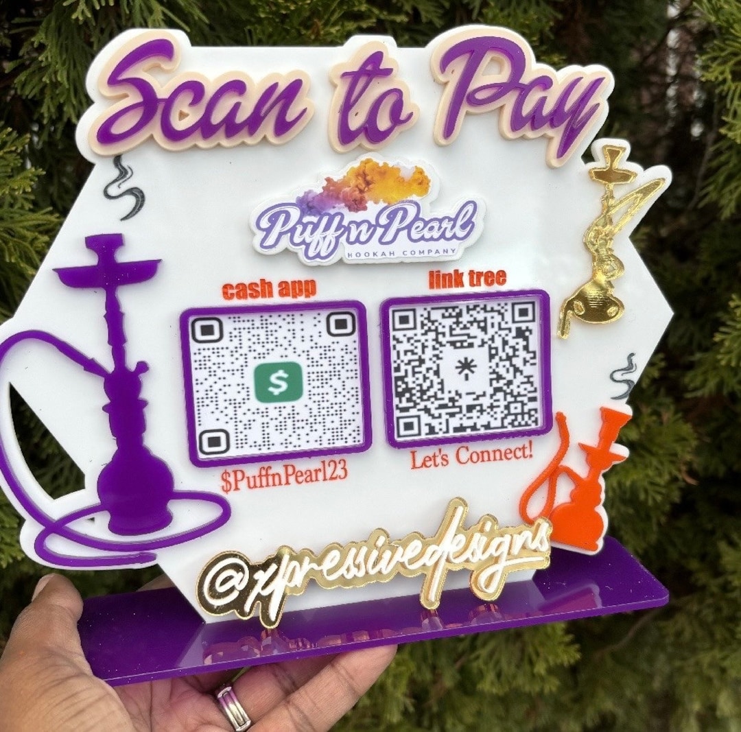 Hookah Sign/ Mobile Hookah Sign Scan to Pay Acrylic Sign - Etsy
