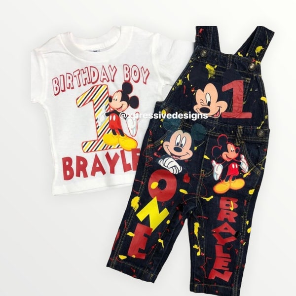 Mickey Mouse Birthday Outfit Overalls - Etsy