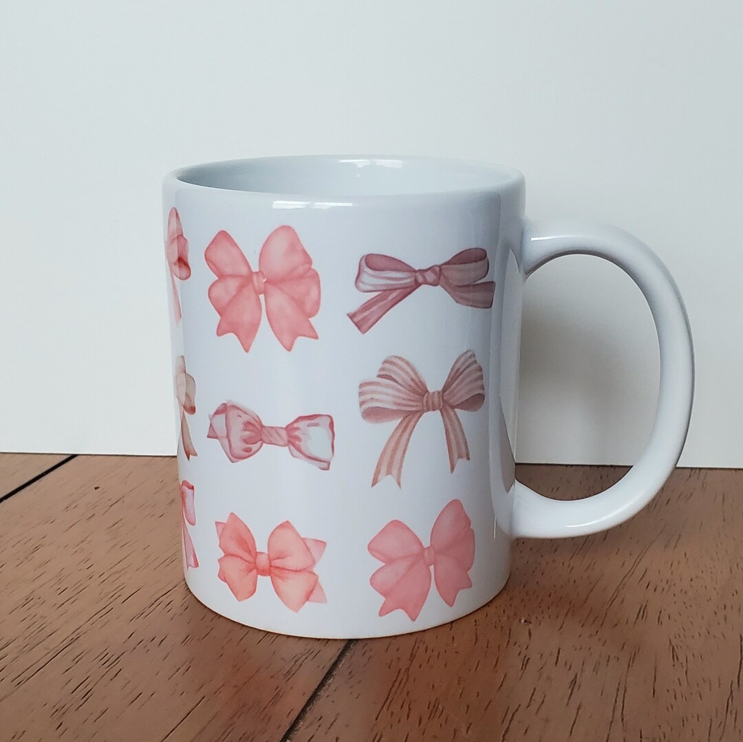 Pink Bow Mug, 11 Oz Capacity, Coffee Tea Mug, Pink Girly Trendy Cup - Etsy