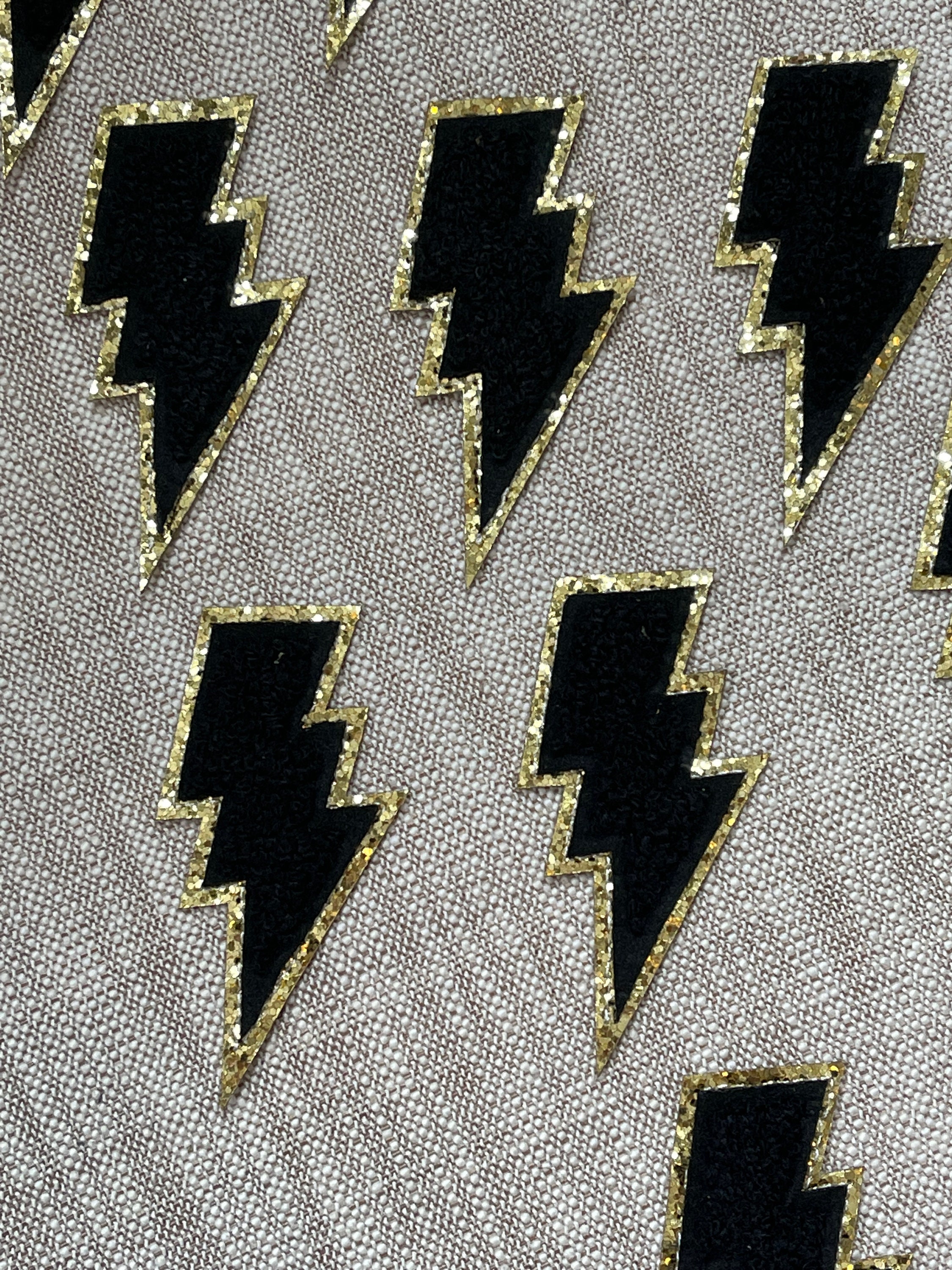 IRON On-black Lightning Bolt Patch-chenille Patch-diy-jacket - Etsy