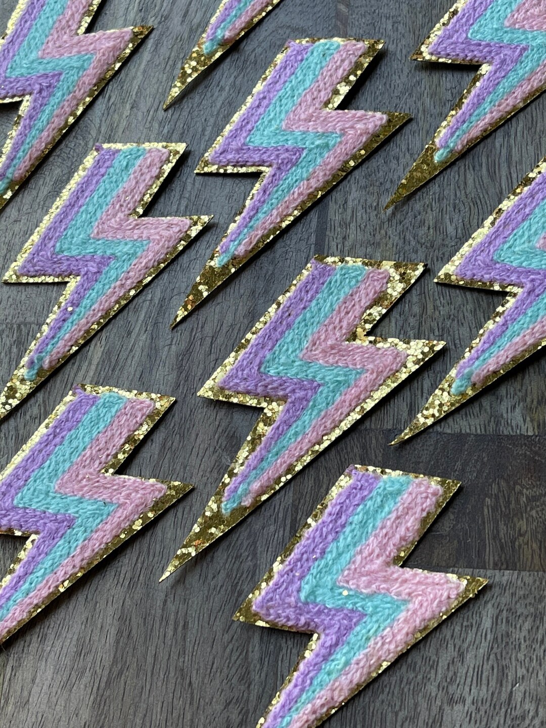 Iron-on Lightning Bolt Patch - Pastel Patches - Chenille Patches - Pink ...