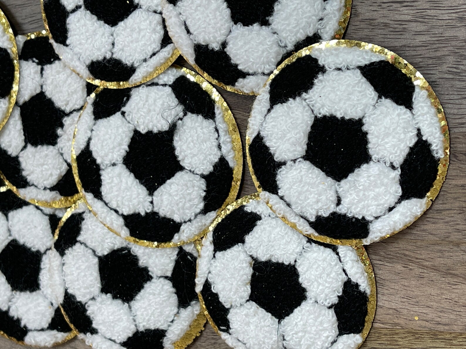 Iron-on Soccer Patch-chenille Patch-gold Glitter Patch-futbol - Etsy