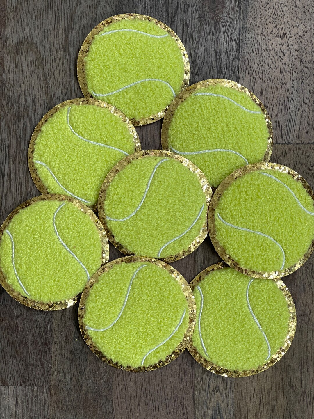 Iron on Patch-tennis Patch Chenille Patch- Gold Glitter Patch-tennis ...