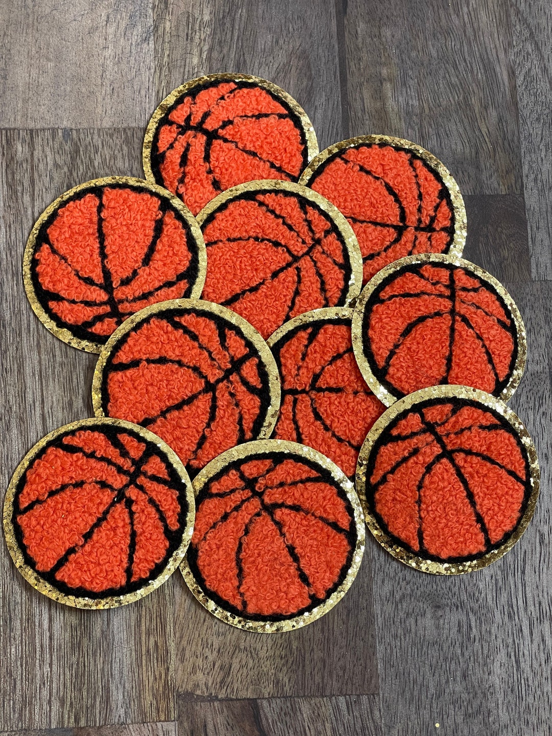 Iron-on Basketball Patch-chenille Patch-gold Glitter Patch-kids Patches ...