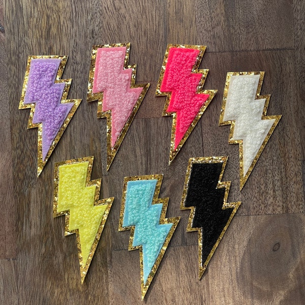 White Lightning Bolt Iron on Patch - Etsy