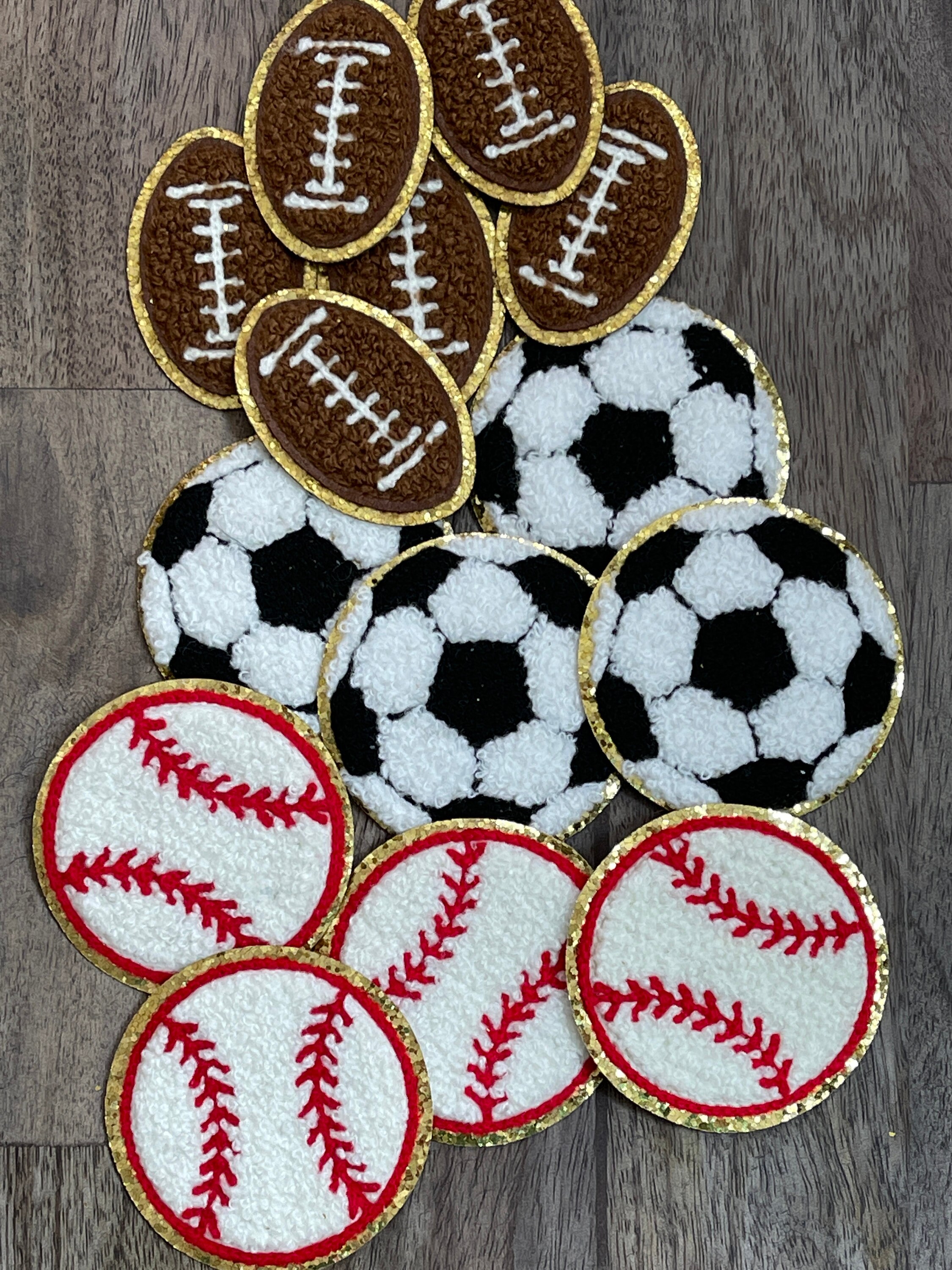 Iron-on Soccer Patch-chenille Patch-gold Glitter Patch-futbol - Etsy