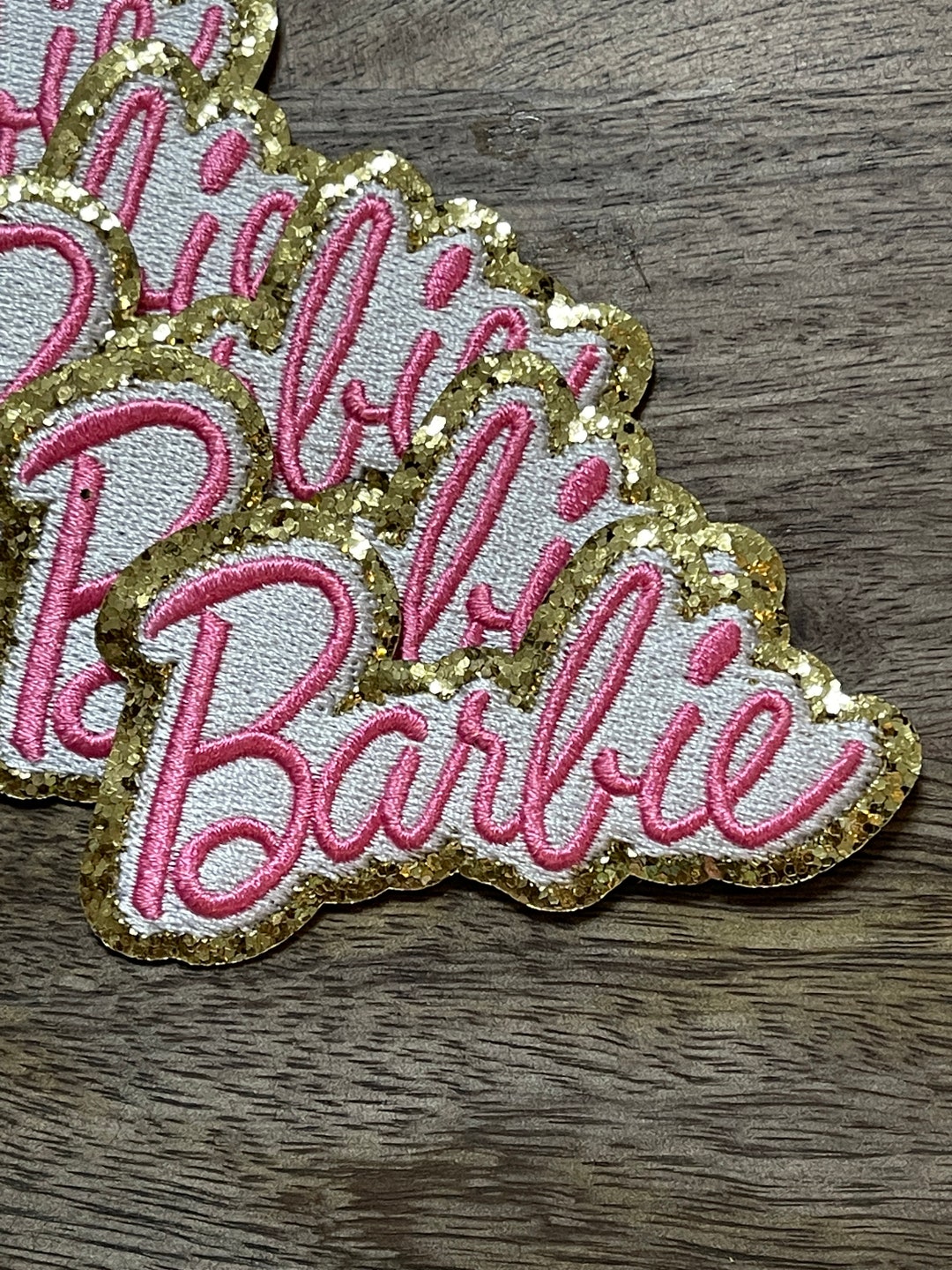 IRON ON Patch-barbie Logo Inspired-iron on Patches-glitter-embroidered ...