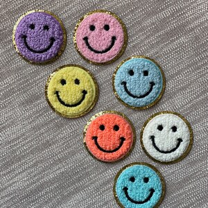 Chenille Smiley Face Iron on Patch - Etsy