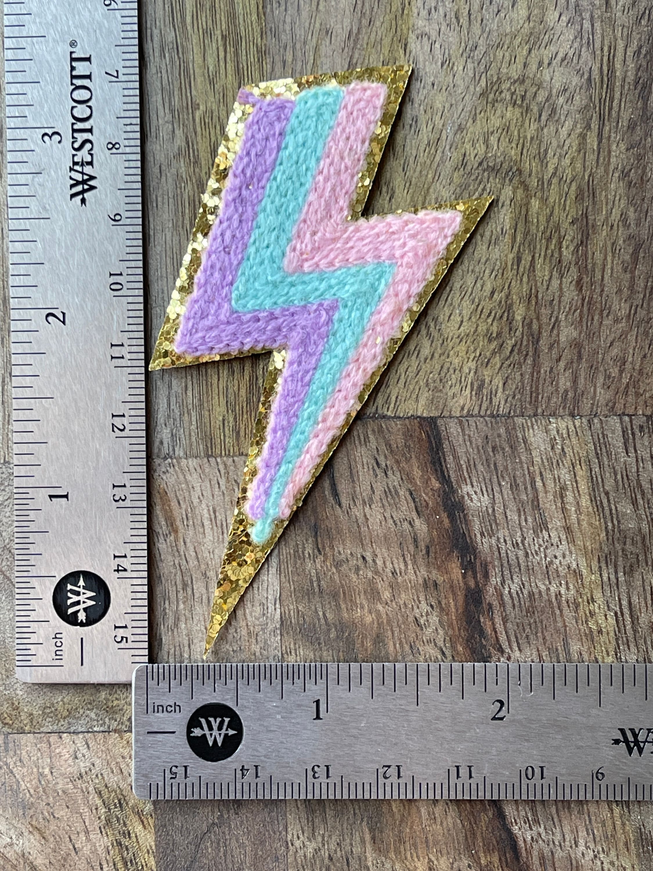 Iron-on Lightning Bolt Patch Pastel Patches Chenille - Etsy