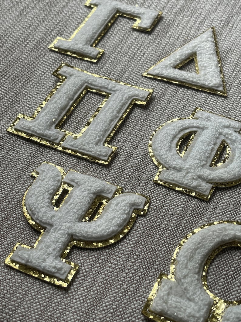 Iron on Greek Letters-preppy-chenille Patch-sorority Greek Letters ...