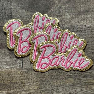 IRON ON Patch-barbie Logo Inspired-iron on Patches-glitter-embroidered ...