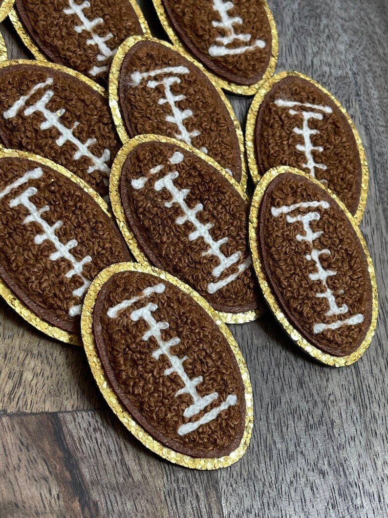 Iron on Patch Football Patch-chenille Patch-gold Glitter - Etsy