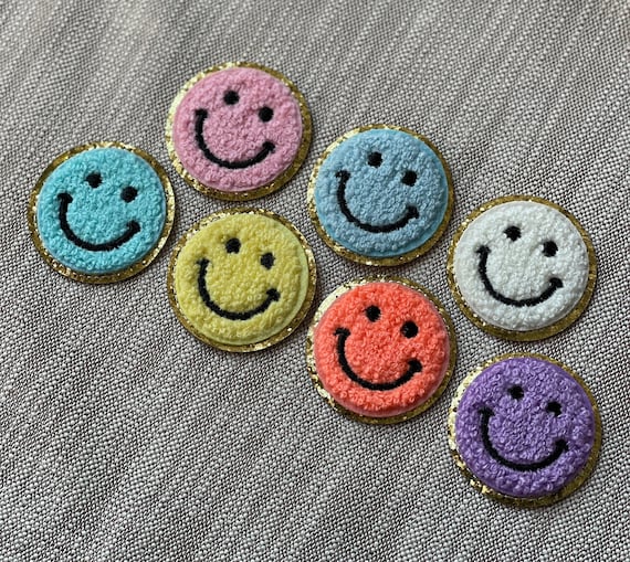 Chenille Smiley Face Iron on Patch - Etsy