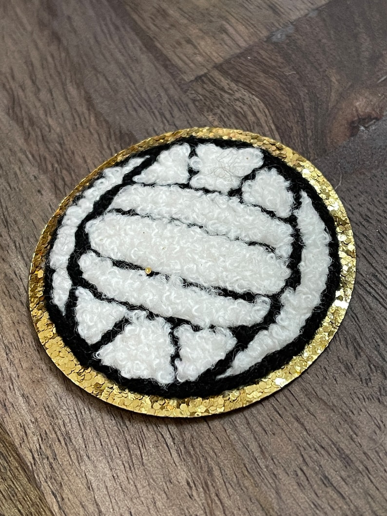 Volleyball Iron on Patch - Chenille Patch - Gold Glitter Patch - Sports ...