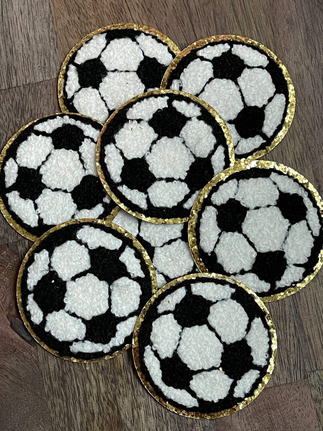 Iron-on Soccer Patch-chenille Patch-gold Glitter Patch-futbol Patch-kids Patches-sports Patch ...