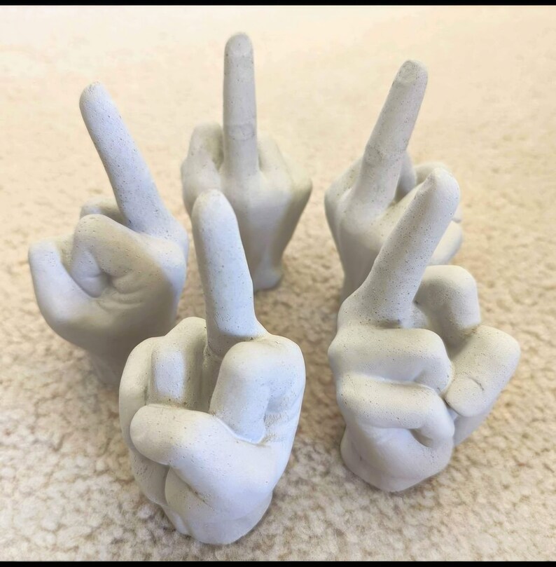 Unapologetically Bold Cement Middle Finger Ornament: Edgy Home Decor ...