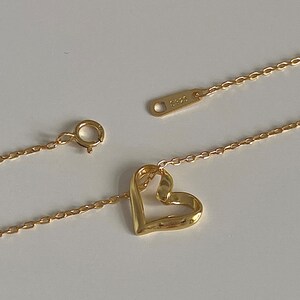 Dainty Gold Chain Heart Pendant Necklace Minimalist Heart Charm Love ...