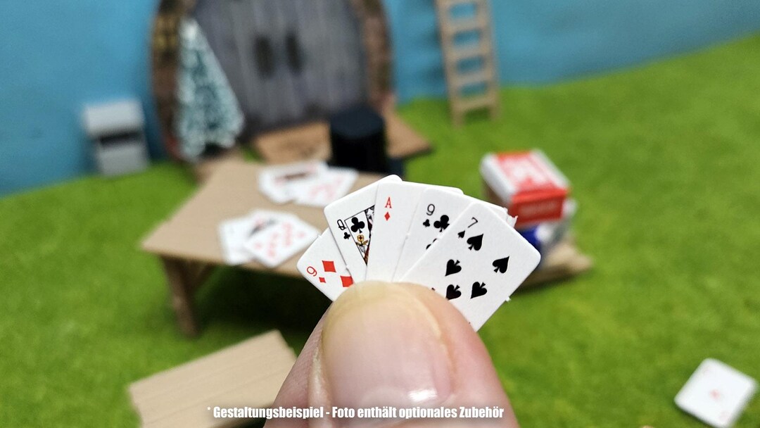 Mini Card Game Set in 1/12 Poker Cards as an Accessory for Gnomes or ...