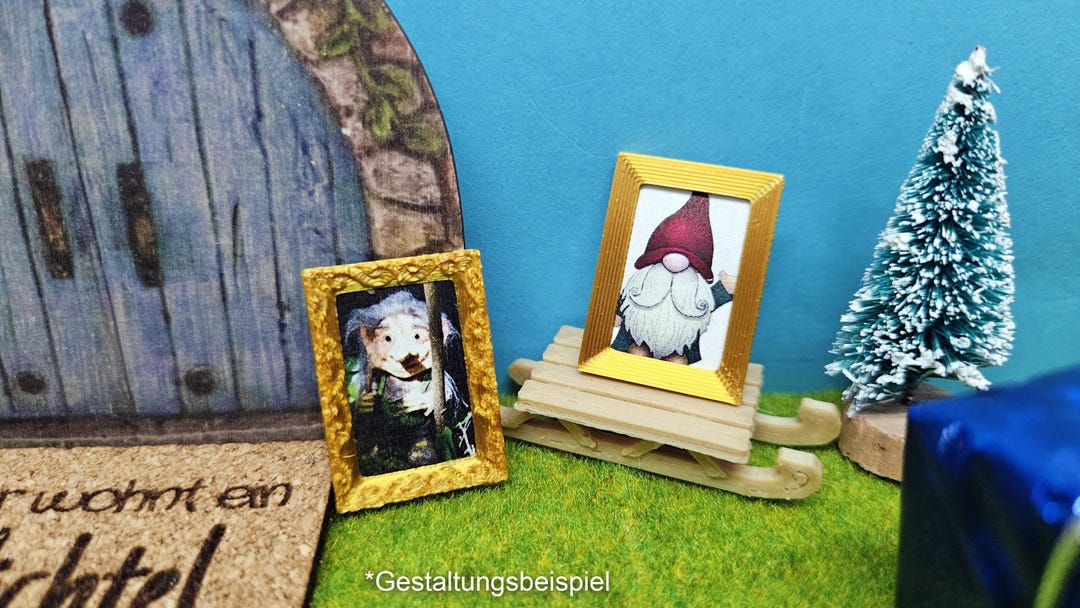 2 Pieces Mini Golden Picture Frames as Accessories for Gnome Parade or ...