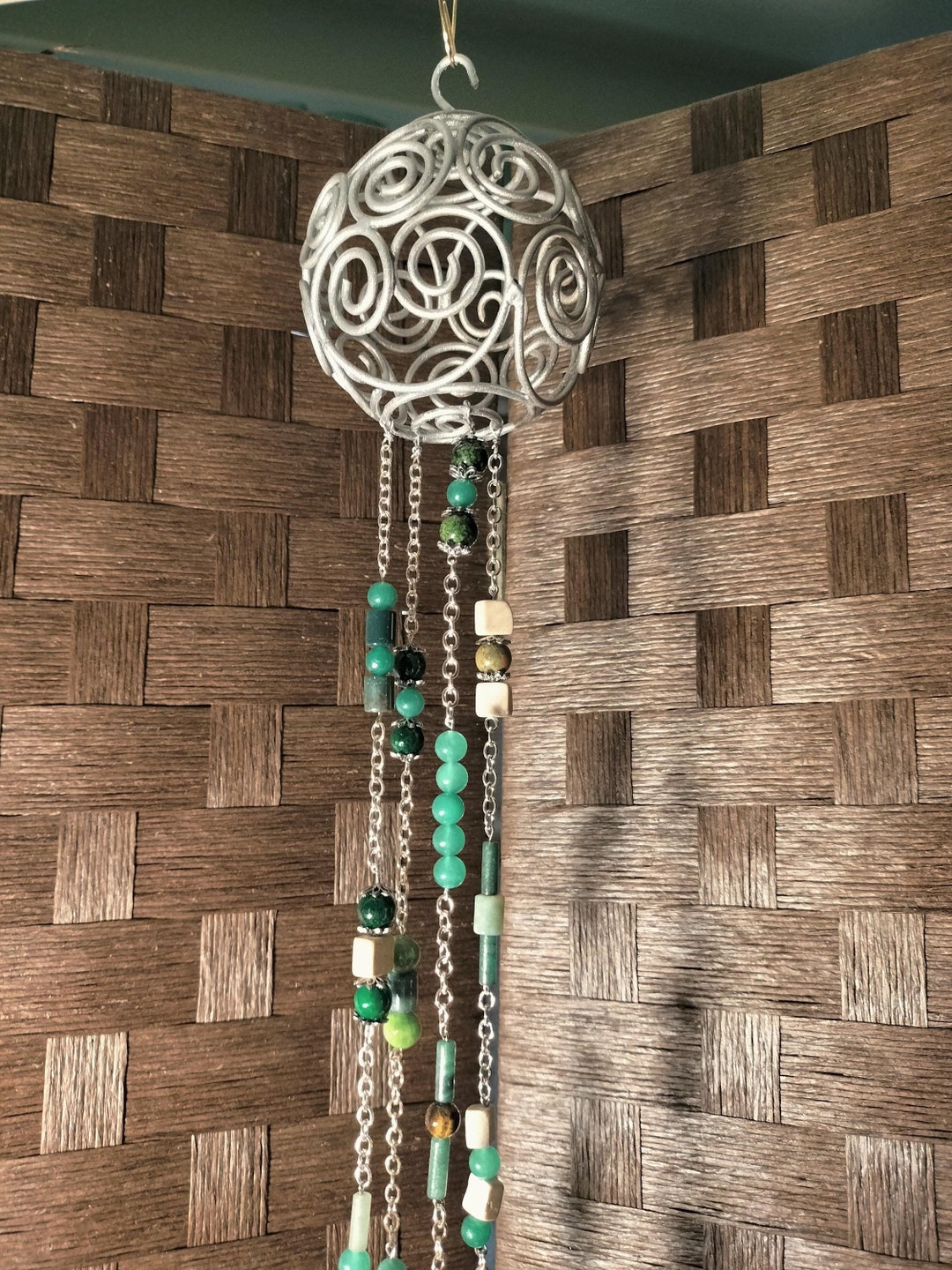 Handmade Suncatcher With Metal Sphere and Glass and Acrylic Beads - Etsy