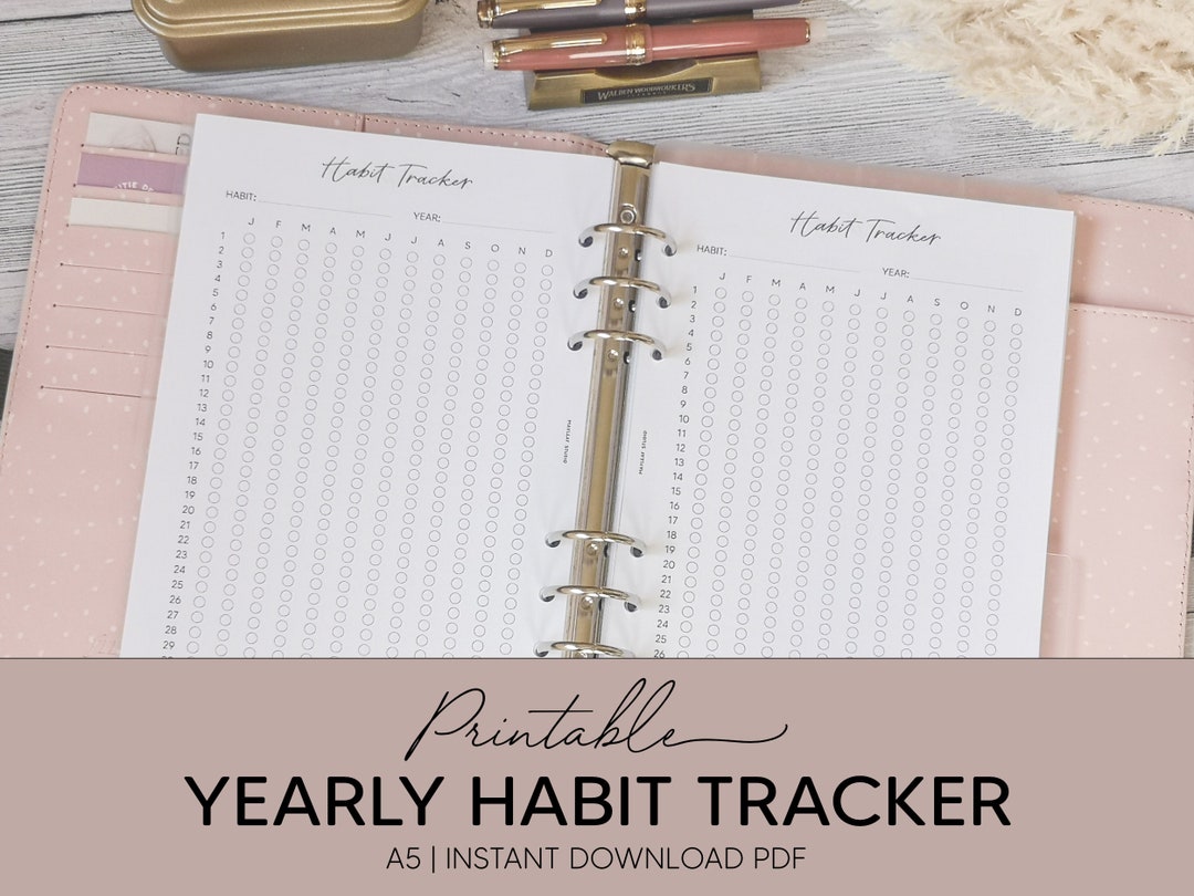 Printable Yearly Habit Tracker PDF | A5 Planner Insert | Routine ...