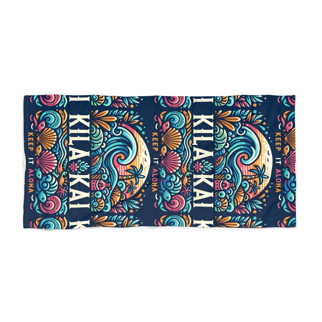 Kila Kai Tropical Beach Towel - Keep It Aloha, Ocean Themed Towel for ...
