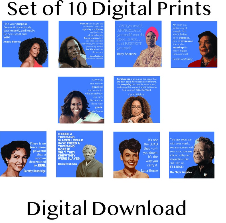 Black Female Mini Quote Posters, Digital Download, Inspirational Quotes ...