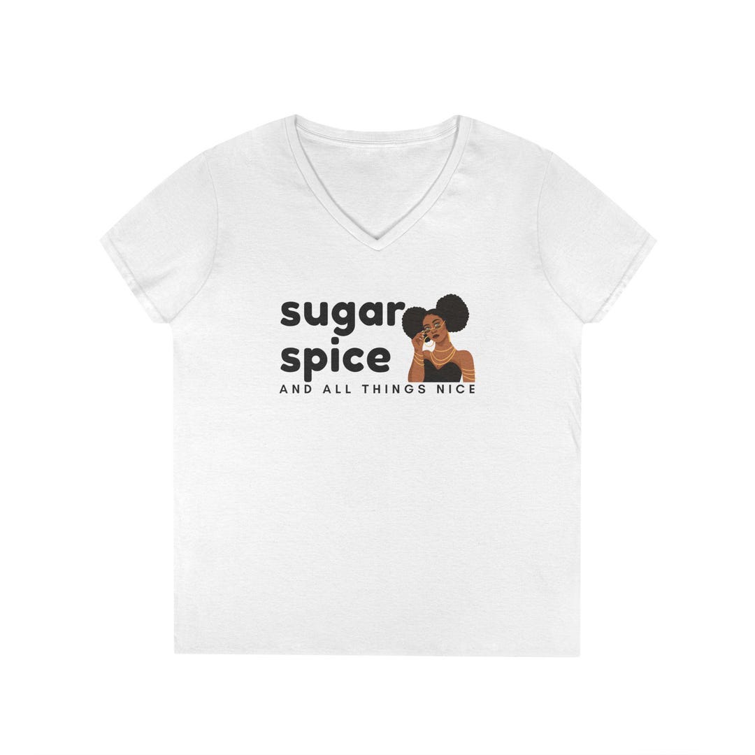 Sugar Spice Afro Woman V-neck Tee | 'sugar Spice and All Things Nice ...