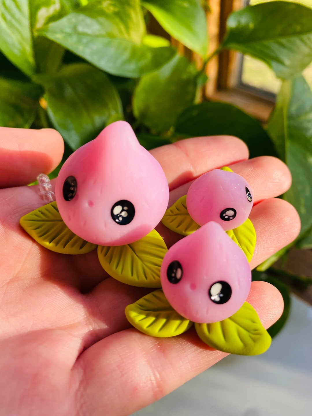 Pink Strawberry Blob Cute Handmade Clay Miniature - Etsy