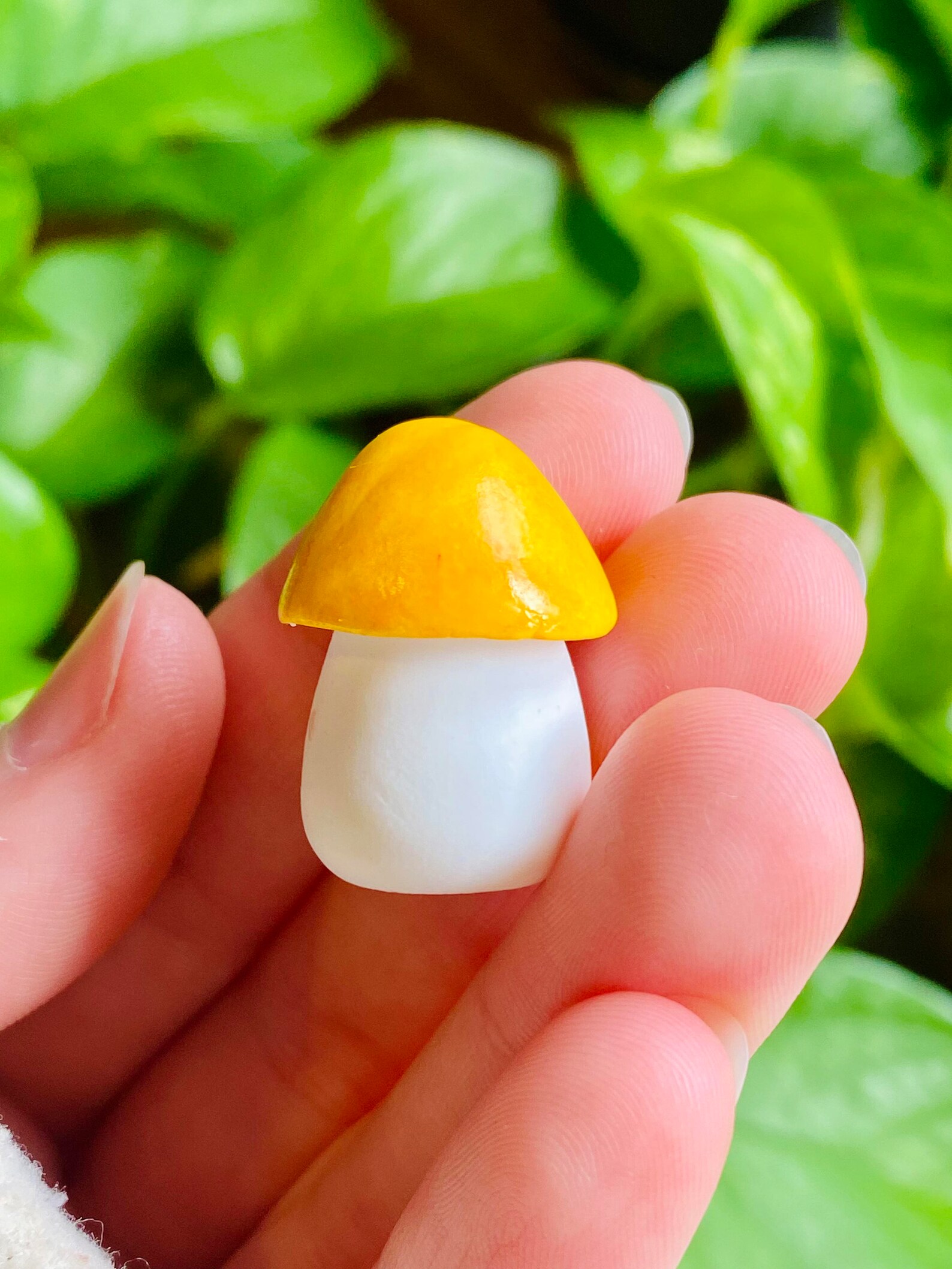 Micro Mushroom, Yellow Micro Mushroom, Miniature Clay Creature Figurine, Terrarium Decoration ...