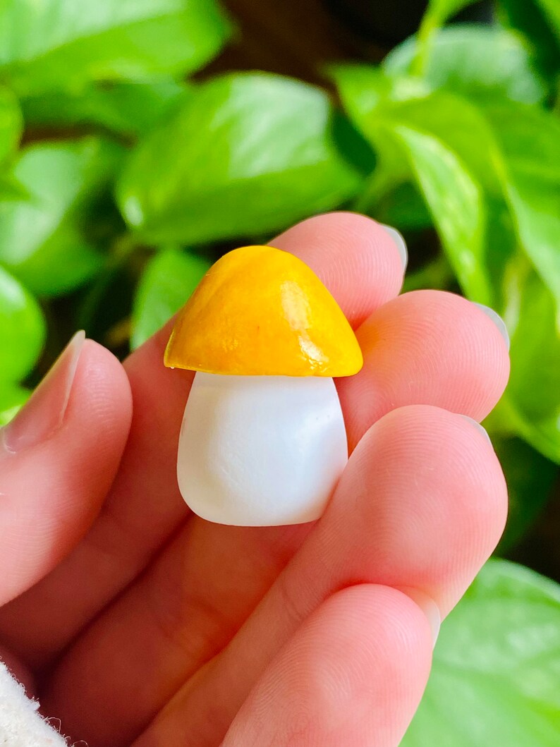 Micro Mushroom, Yellow Micro Mushroom, Miniature Clay Creature Figurine ...