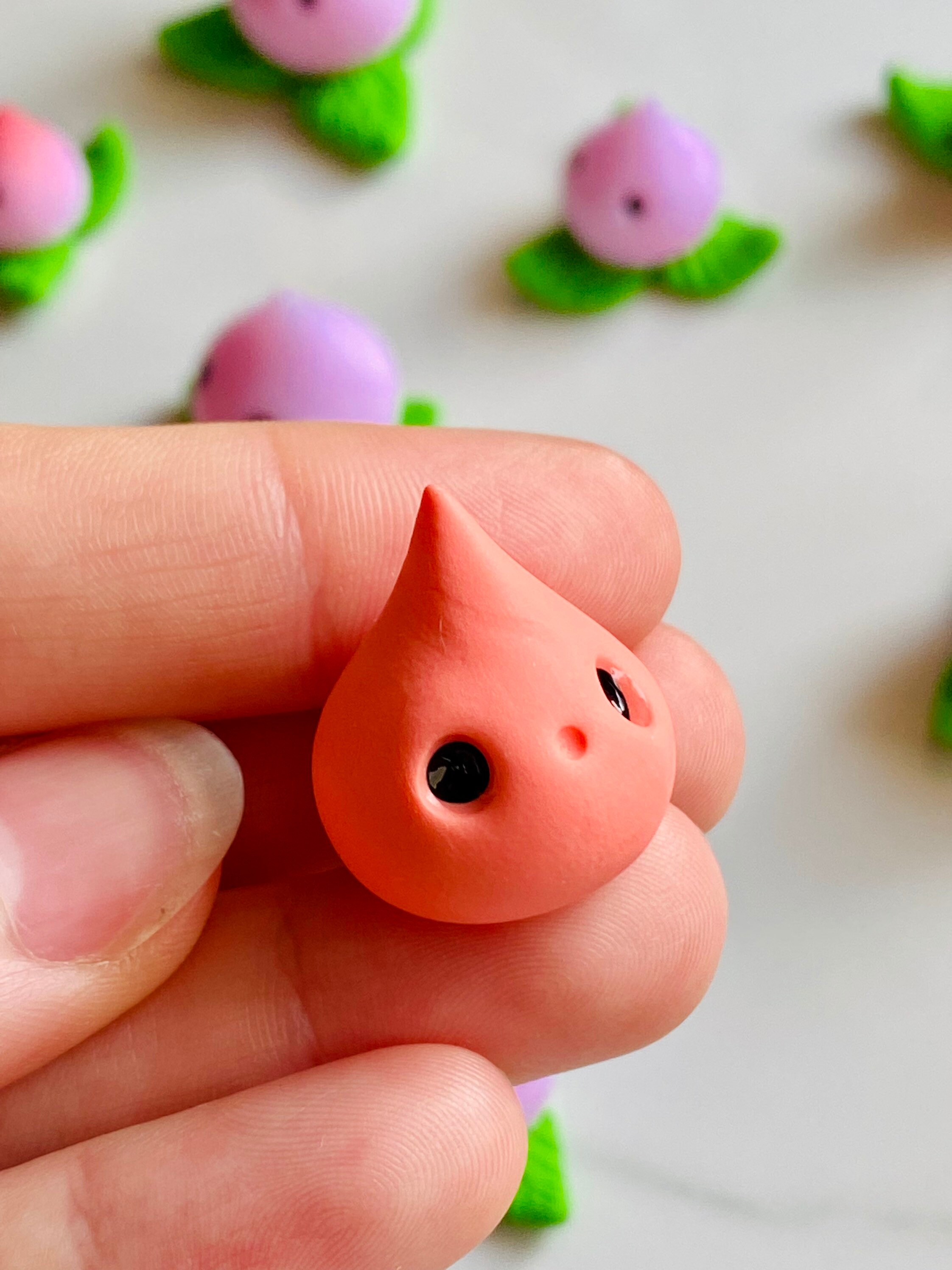 Pink Blob Cute Handmade Clay Miniature Handmade Clay Figurine, One of a ...