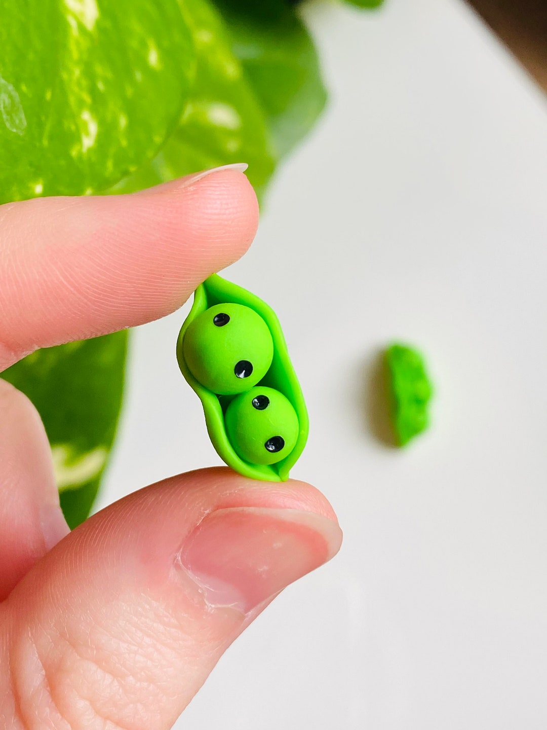 Tiny Peas in a Pod, Micro Miniature Food, Handmade Pea Decor, Desk ...